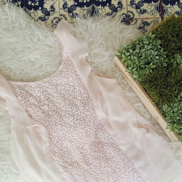 Zara | Tops | Zara Sheer Pink Lace Ruffles And Bow Top | Poshmark